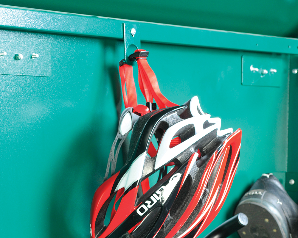 Asgard metal bike shed with bike accessory storage Asgard