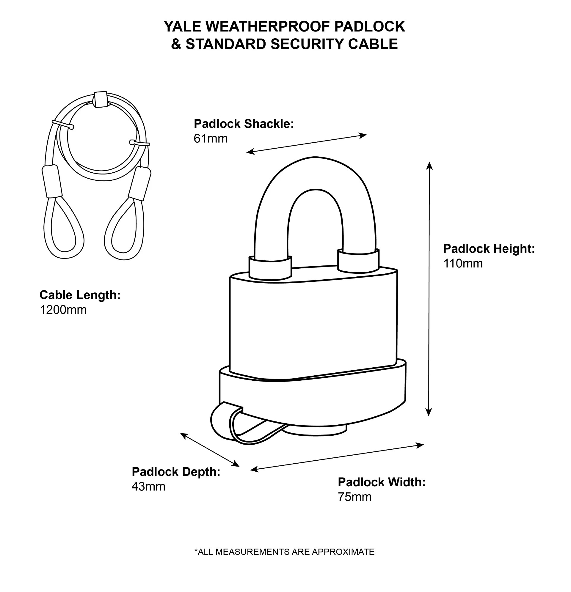 Yale Weatherproof Padlock & Security Cable Asgard