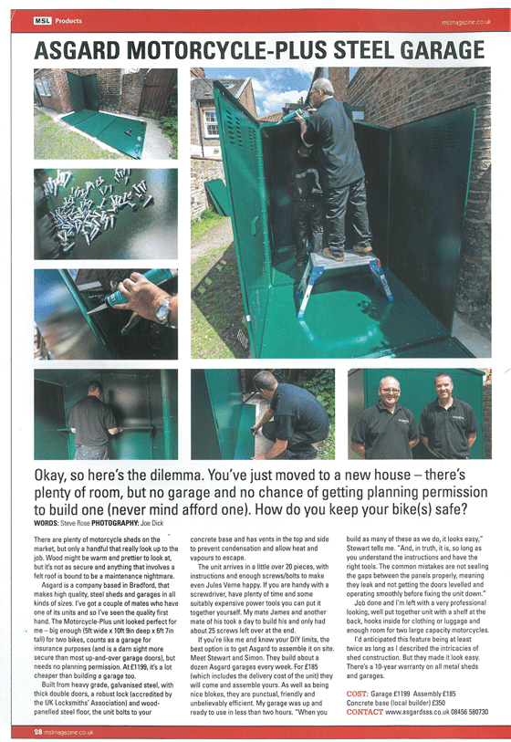 Motorcycle Sport & Leisure review Asgard motorcycle storage Asgard